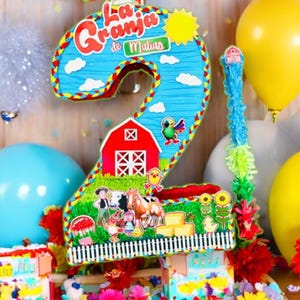 Farm Animals Number Pinata: Barnyard Birthday Party Decor - Etsy