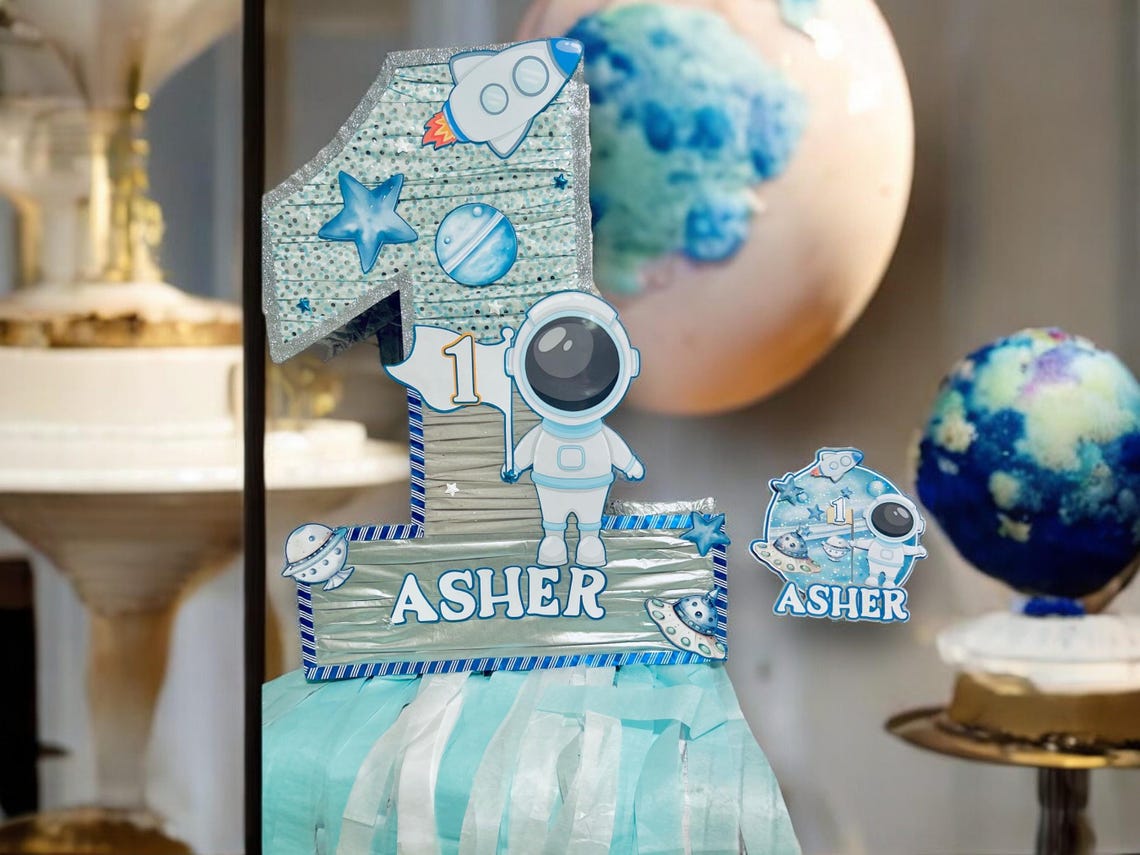 3D Astronaut Pinata and Cake Topper Party Kit 1-9 Space Pinata Galaxy ...