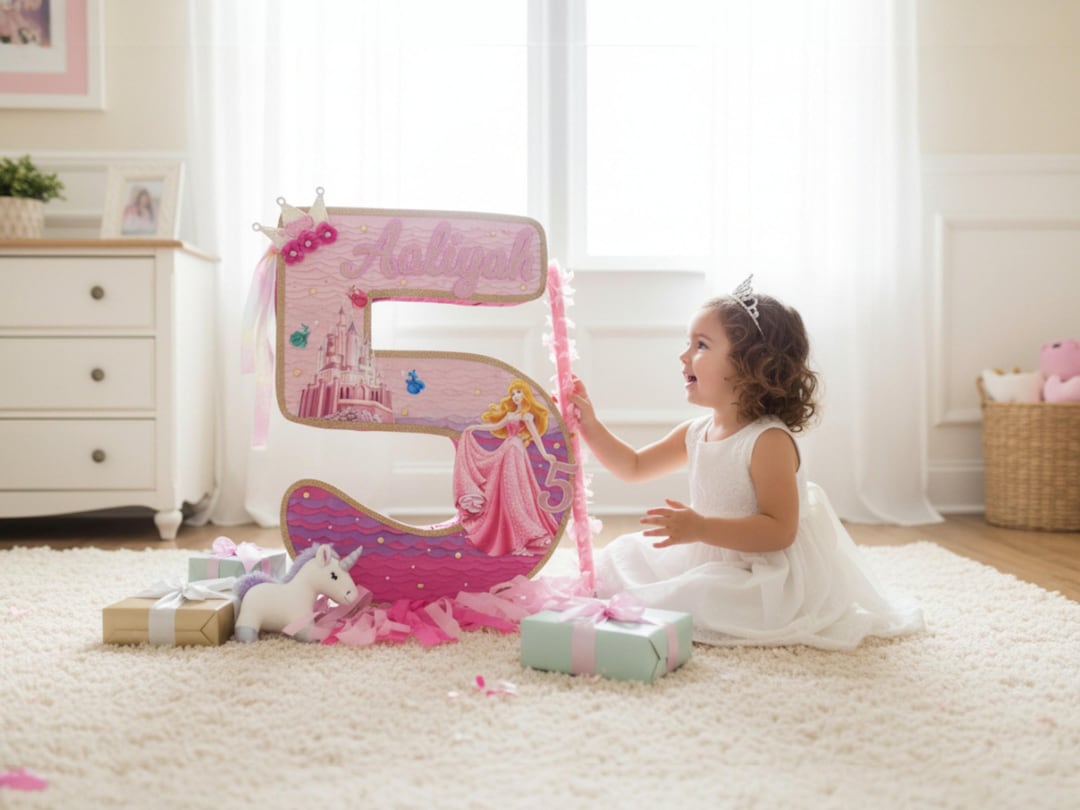 Number Pinatas From 1 to 9 With a Sleeping Beauty Princess Theme ...