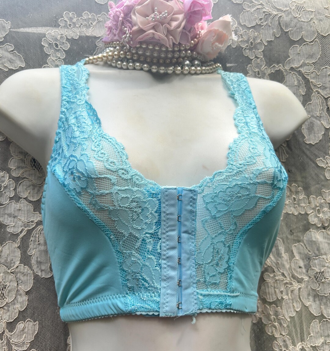 Blue Vintage Bra 50s Style Pin up Bra Burlesque Aqua Blue Shiny Bra Stage Performance Bra Photo ...
