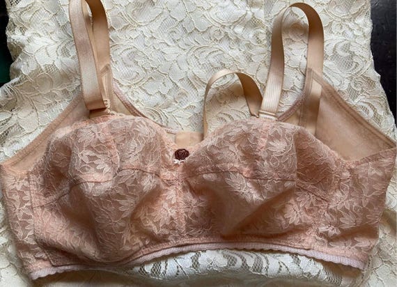 Beige vintage bra 50s style pin up bra burlesque b… - Gem