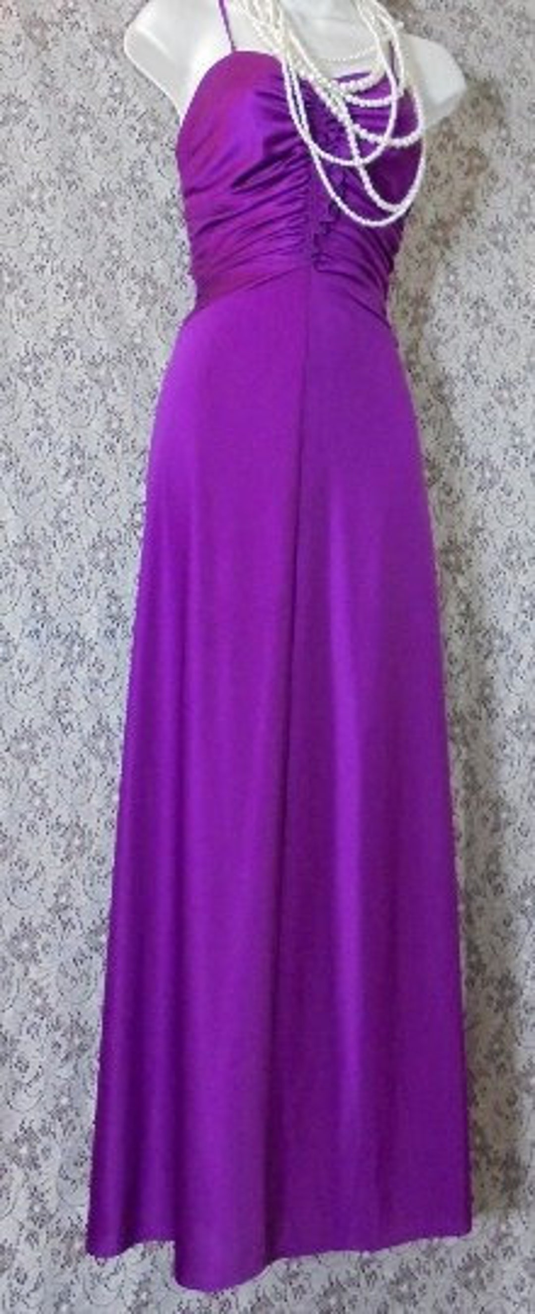Purple Maxi Dress 1970s Slinky Disco Vintage Witch X-small Xs From ...