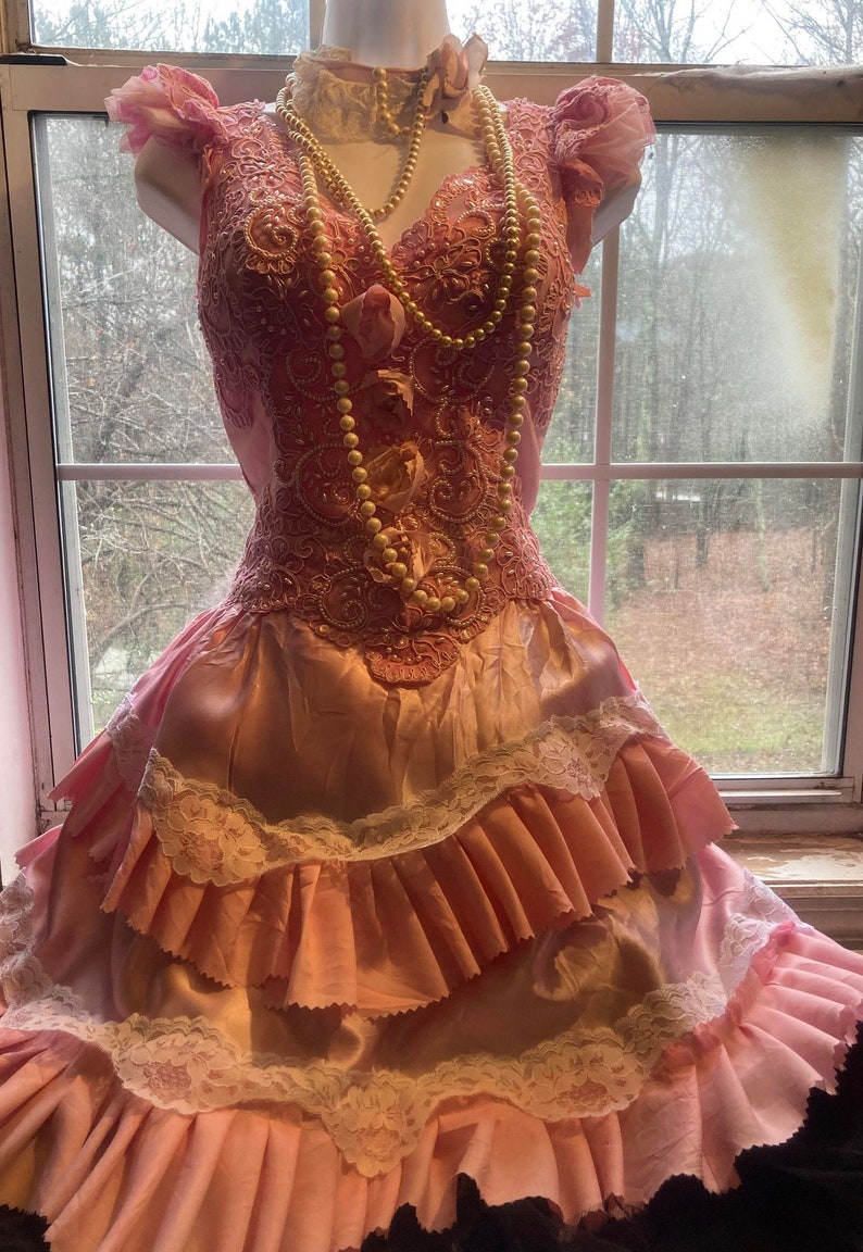 Pink Marie Antoinette Inspired Dress Satin Ruffles Lace Roses - Etsy