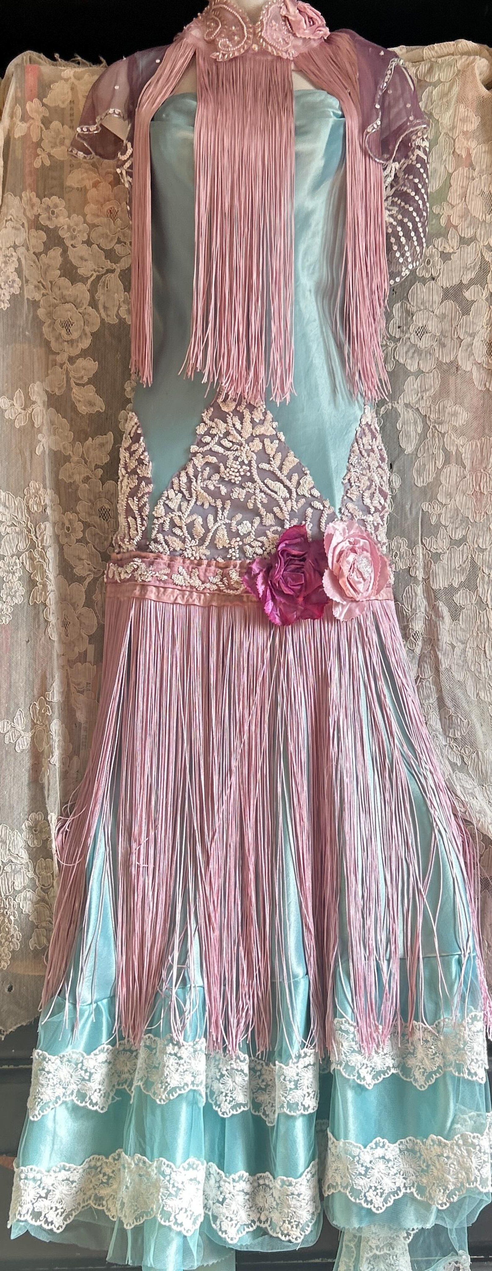 Blue Flapper Dress, Aqua 20s Dress for Photoshoot Costume Dance Dress ...