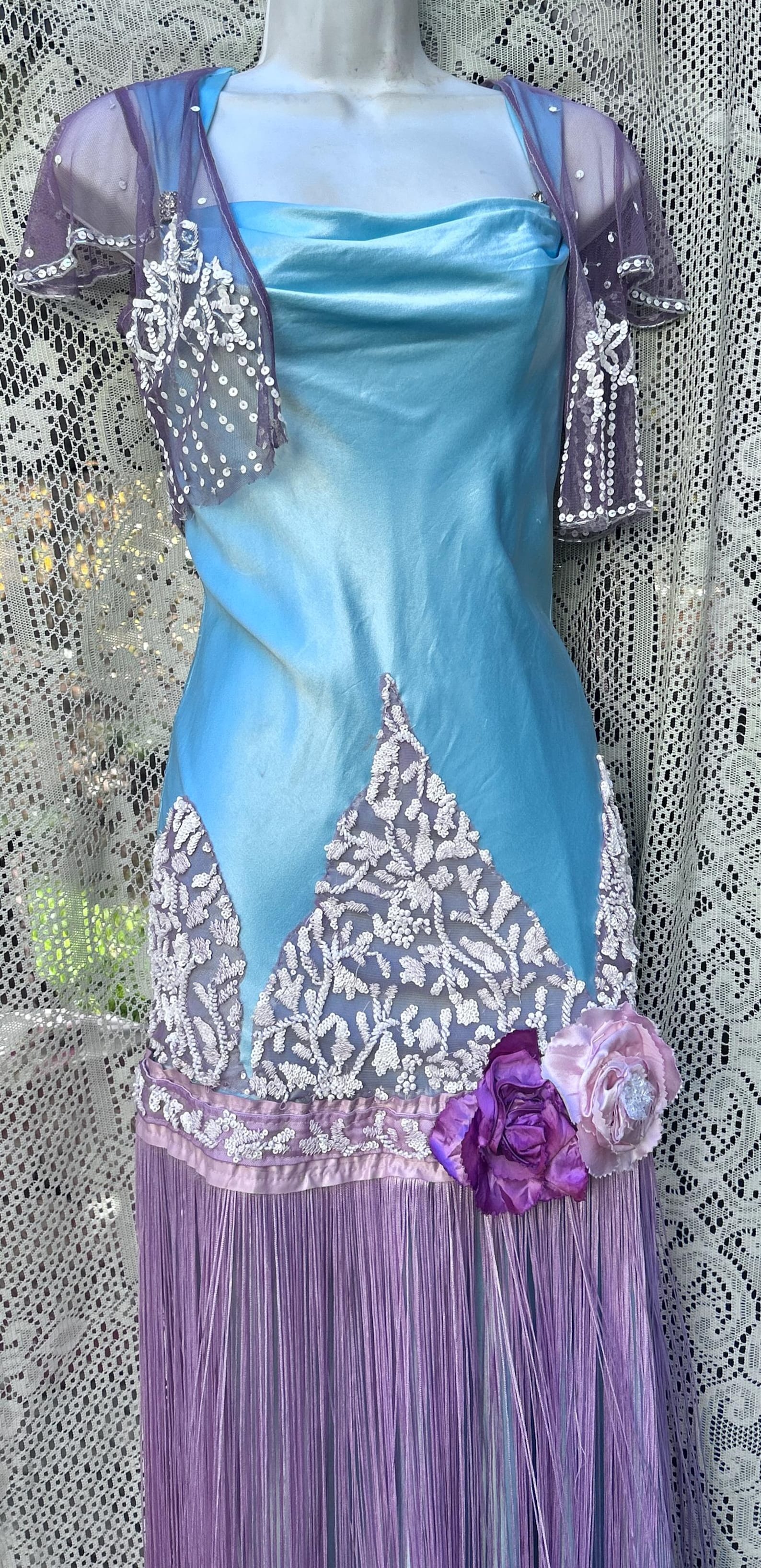 Blue Flapper Dress, Aqua 20s Dress for Photoshoot Costume Dance Dress ...