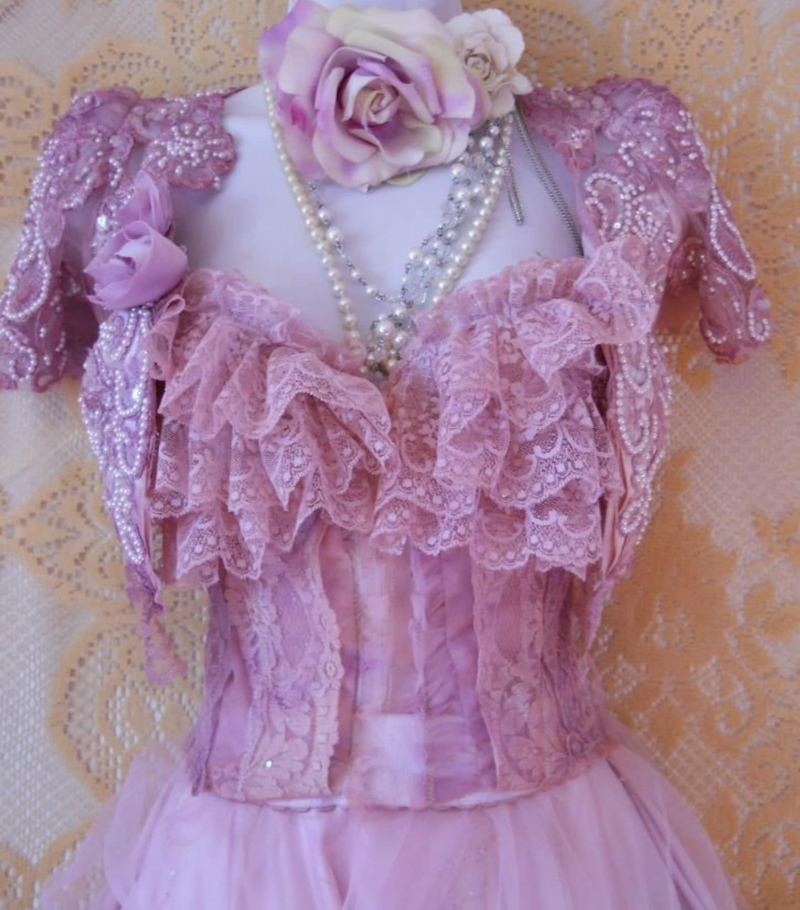 Lavender Beaded Shrug Dusty Mauve Lilac Lace Bolero Victoriana - Etsy