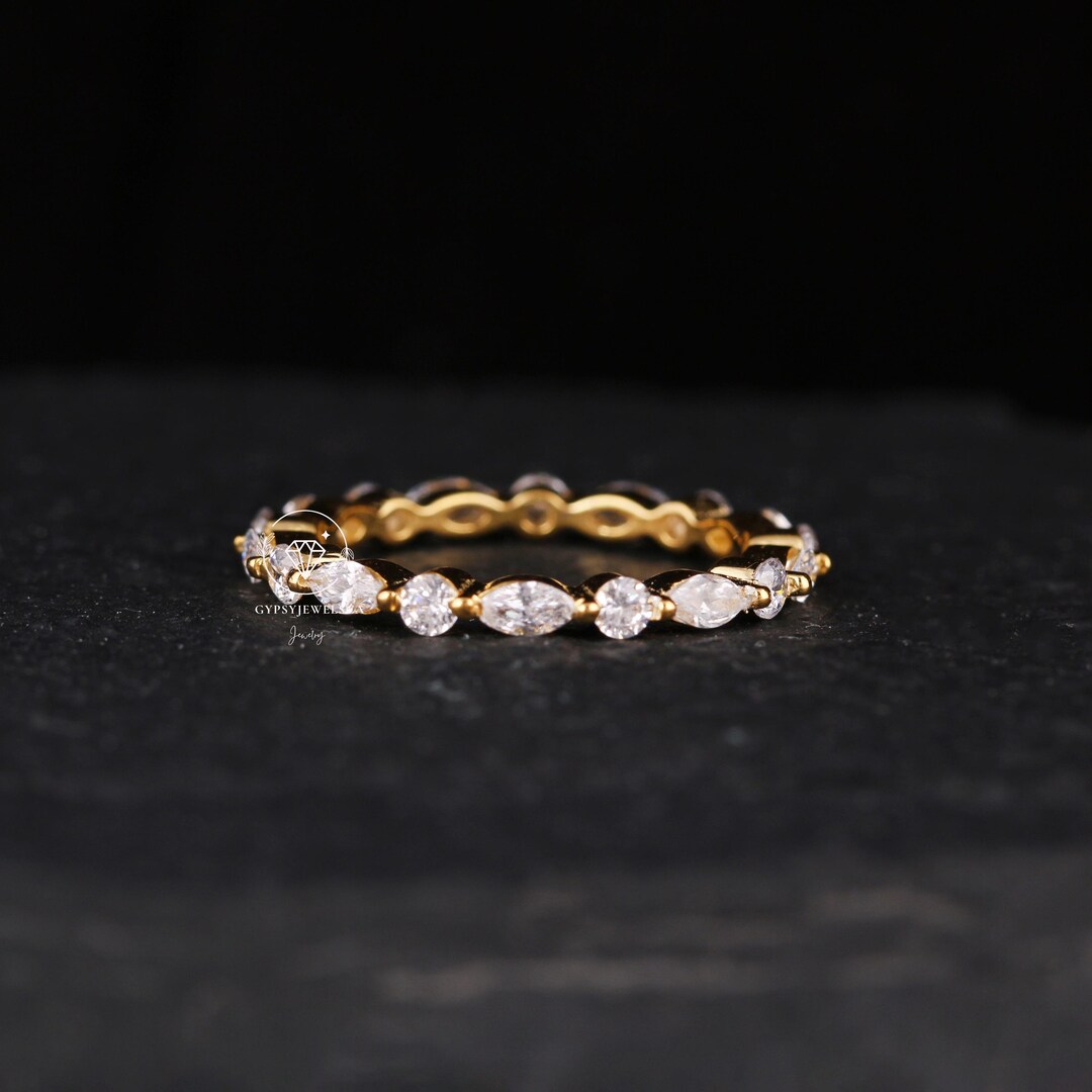 Dot-dash Band, Full Eternity Wedding Band, Marquise Cut Colorless ...