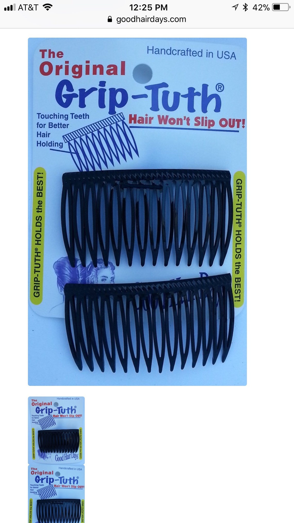 Grip-tuth 2 3/4 Side Comb Set of 2 Hair Combs Hair - Etsy