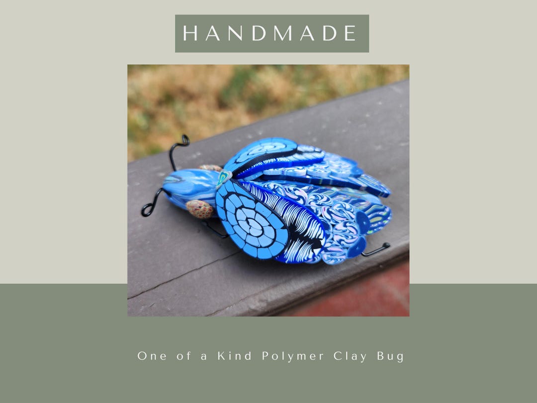 Blue Polymer Clay Bug Sculpture,handmade Polymer Clay Bug Sculpture ...
