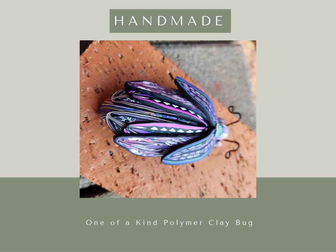 Handmade One of a Kind Collectible Bug Art Sculpture - Handmade Polymer ...