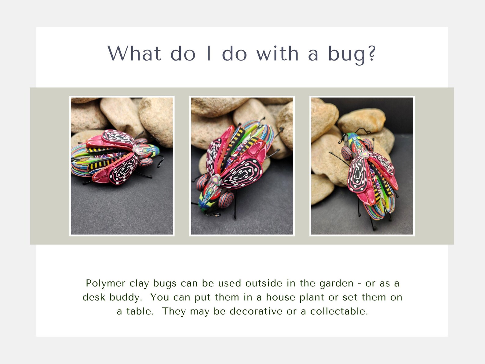 Bug Figurine in Polymer Clay,insect Sculpture,handmade Polymer Clay Bug ...