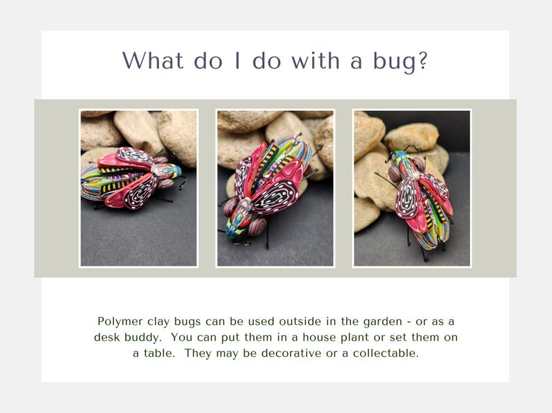 Bug Figurine in Polymer Clay,insect Sculpture,handmade Polymer Clay Bug ...