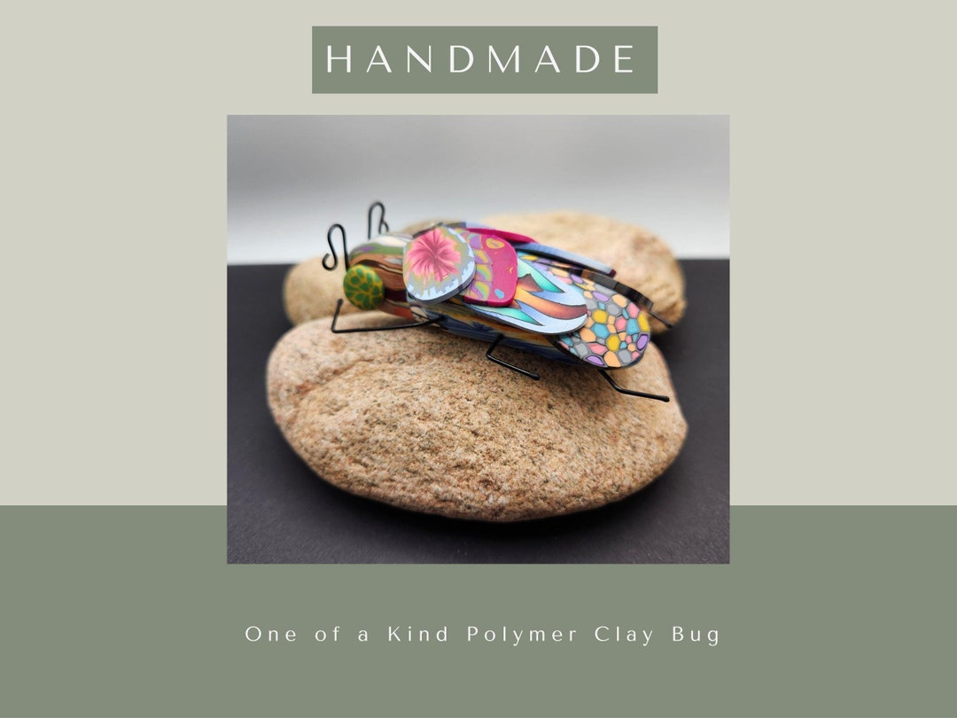 Handmade Colorful Polymer Clay Bug: Funky Garden Sculpture - Etsy