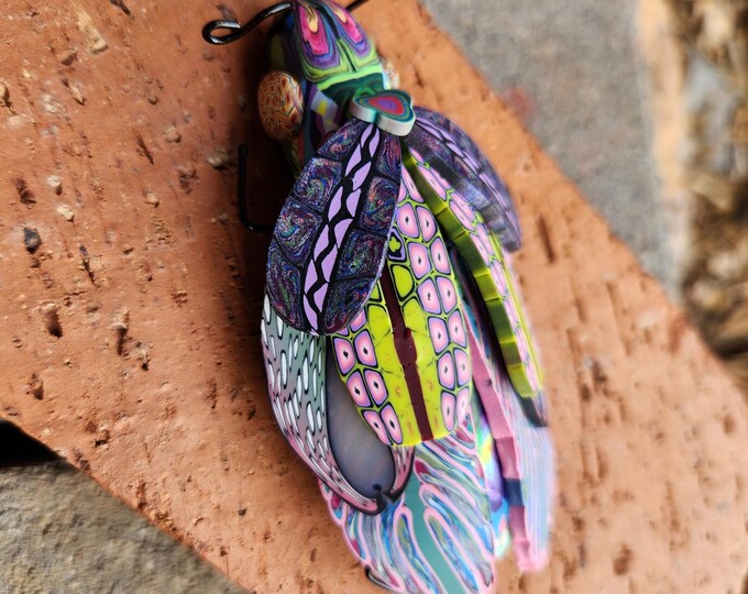 Charming Whimsical Bug Sculpture With Pink Details,handcrafted Polymer ...