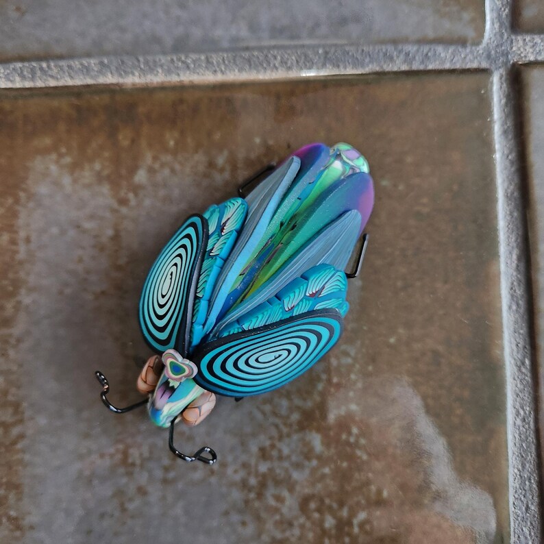 Handcrafted Teal Clay Bug Art - Unique and Whimsical Sculpture for ...
