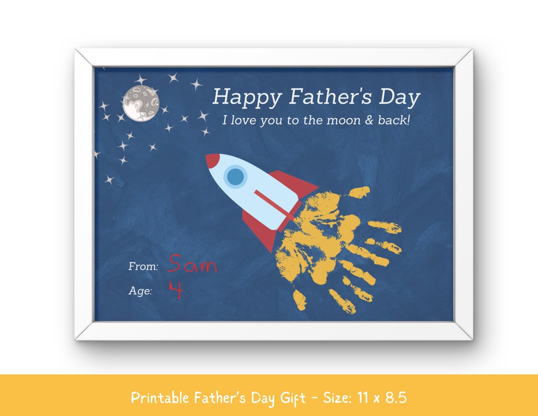 Father's Day Printable Handprint, Father's Day Rocket Gift, Preschool ...