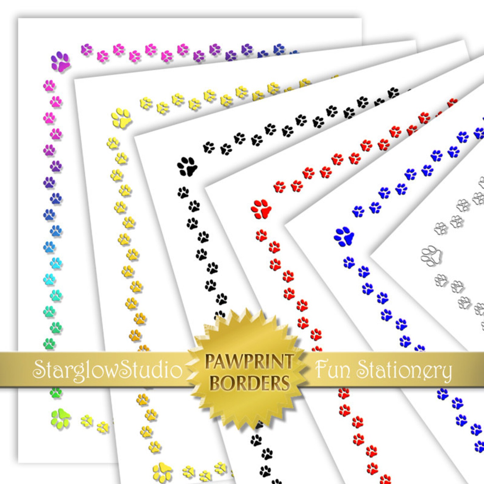 Digital Download Paw Print Printable Stationery Paper | Letterhead ...