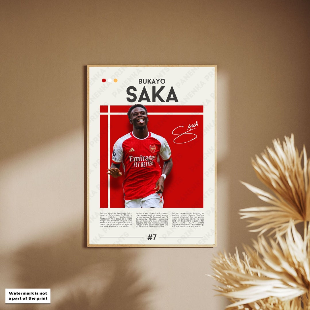Bukayo Saka Signed Poster, Arsenal FC Poster, Football Player Poster ...