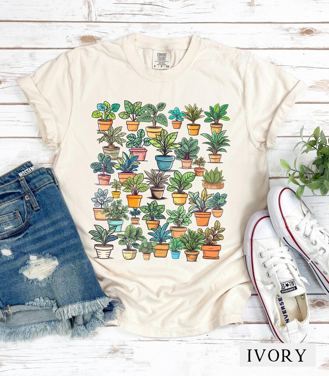 Potted Houseplant Collage T-shirt - Comfort Colors Botanical Tee - Etsy