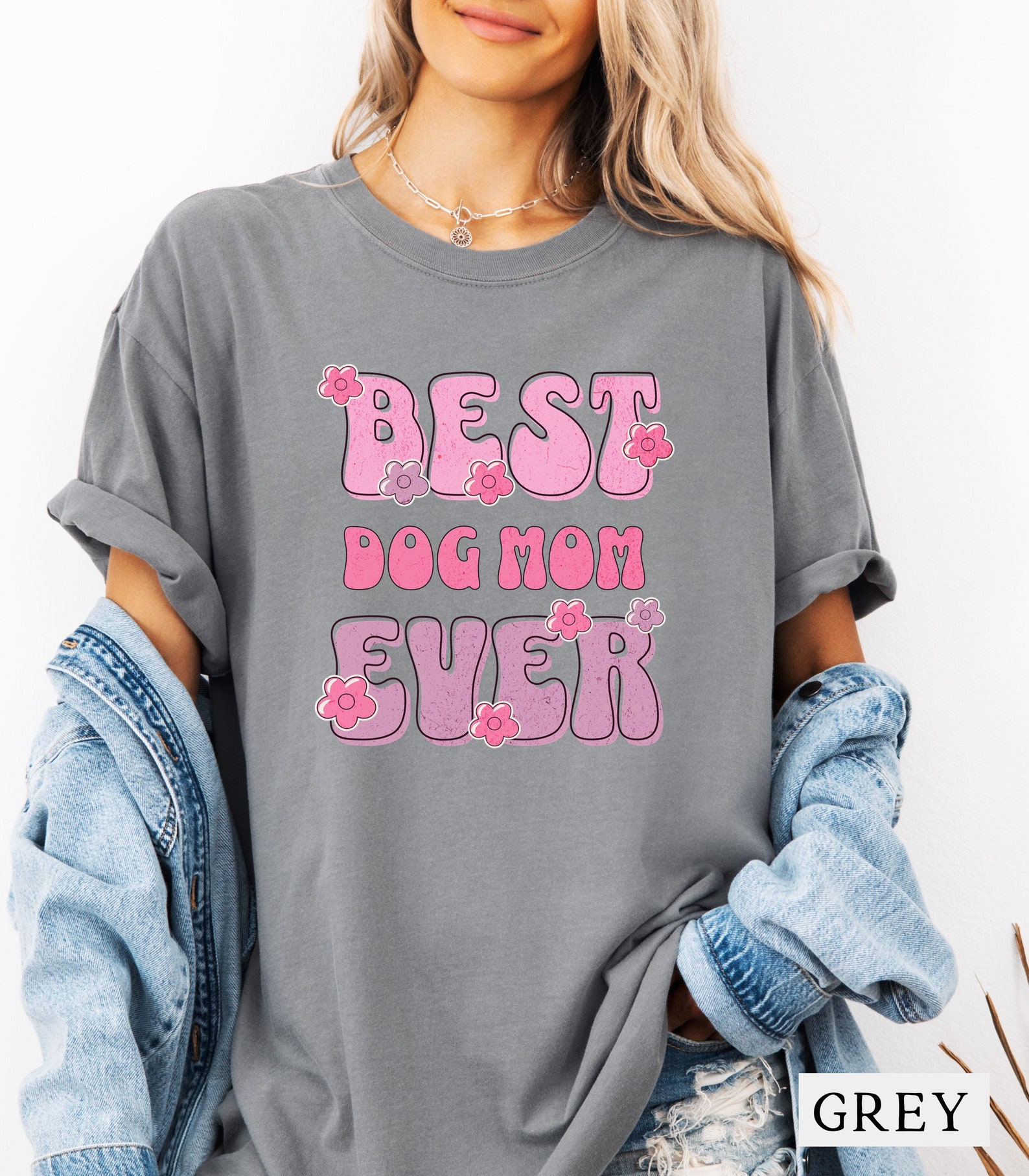 Best Dog Mom Ever T-shirt, Cute Pink Dog Mom Shirt, Gift for Dog Lover ...