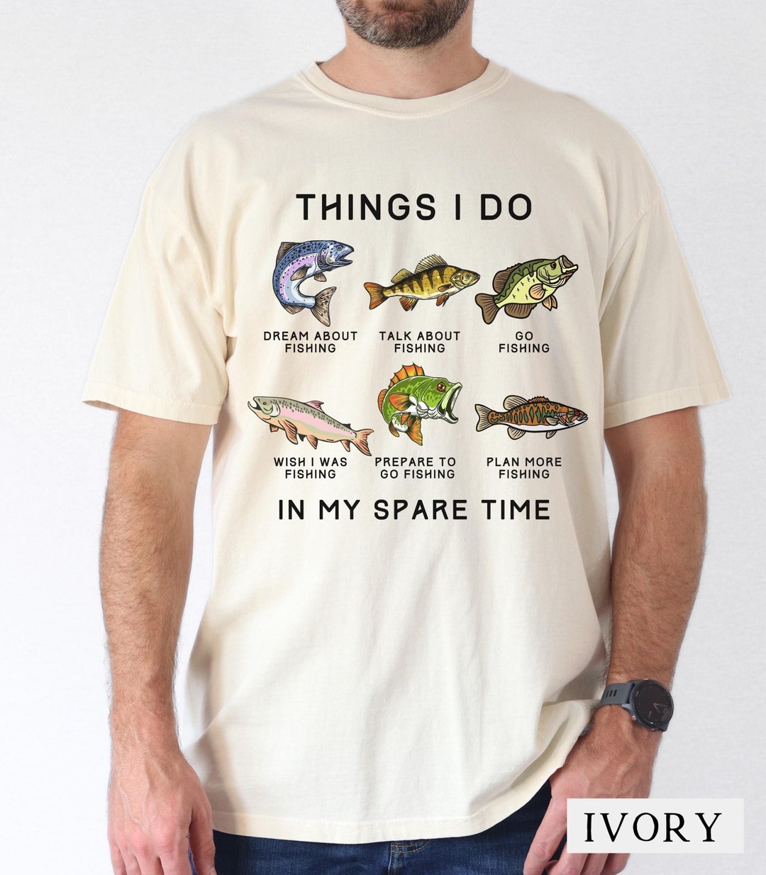 Humorous Fishing T-shirt: Things I Do in My Spare Time, Comfort Colors ...
