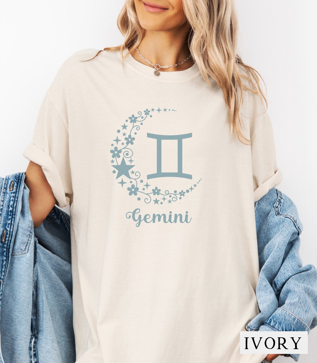Celestial Gemini T-shirt: Slivered Moon Astrology Tee - Etsy