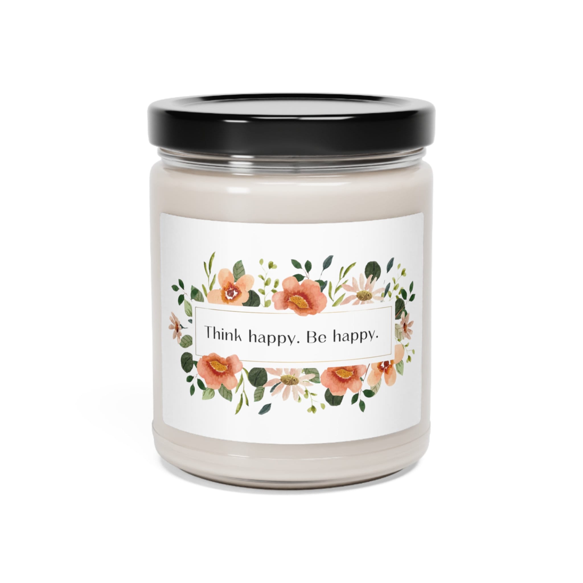 THINK HAPPY Be Happy Cute Glass Jar Candle, Scented and Unscented 9oz ...