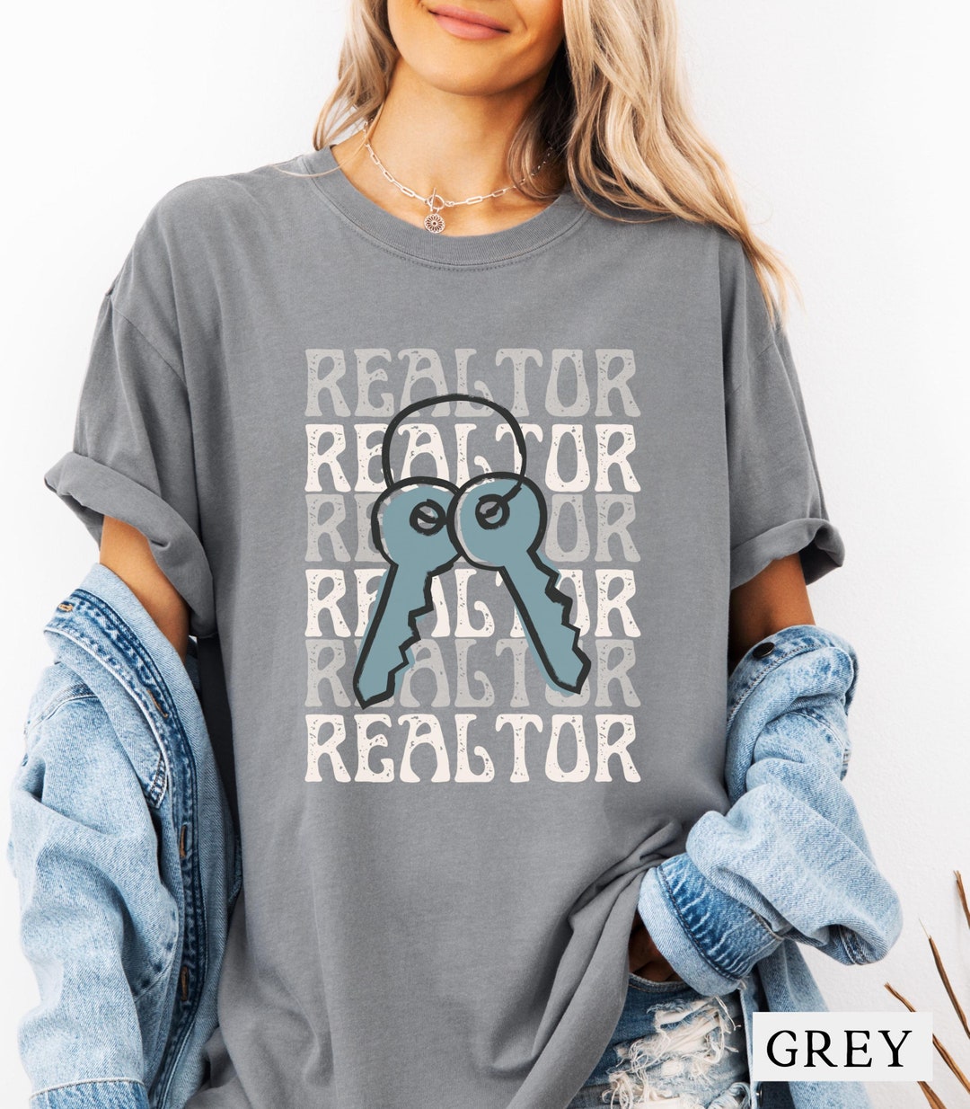 Distressed Realtor Shirt With Blue Key Design, Comfort Colors® Real ...