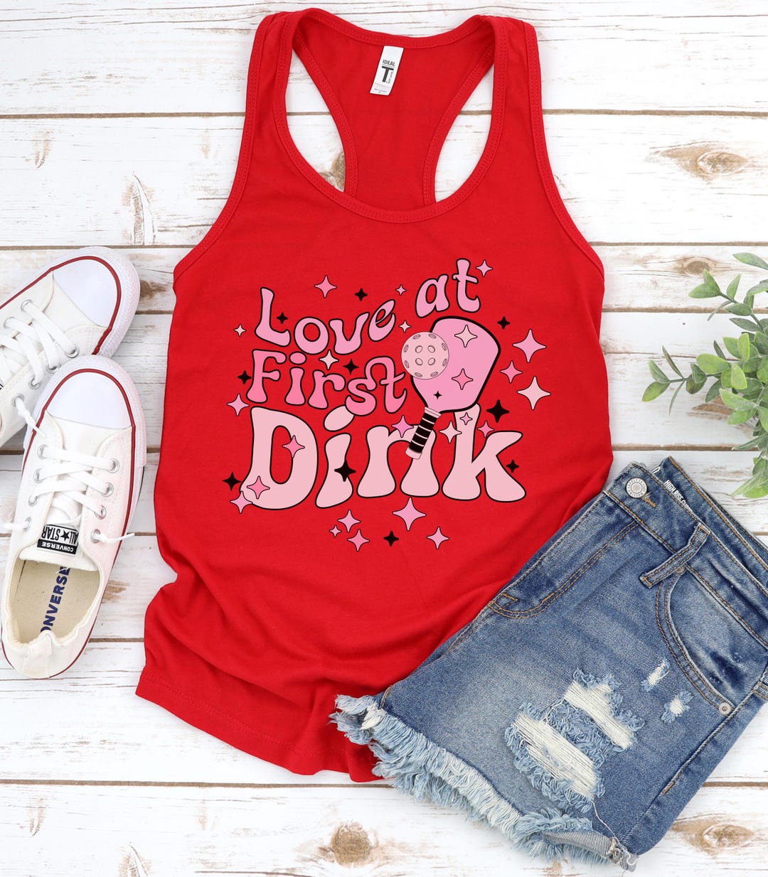 Love at First Dink Pickleball Tank, Valentine's Day Women's Pickleball ...