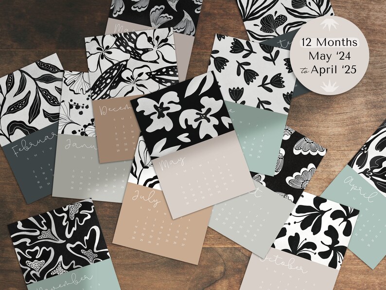 Midyear Calendar Digital Download Monthly Planner Modern Botanical ...