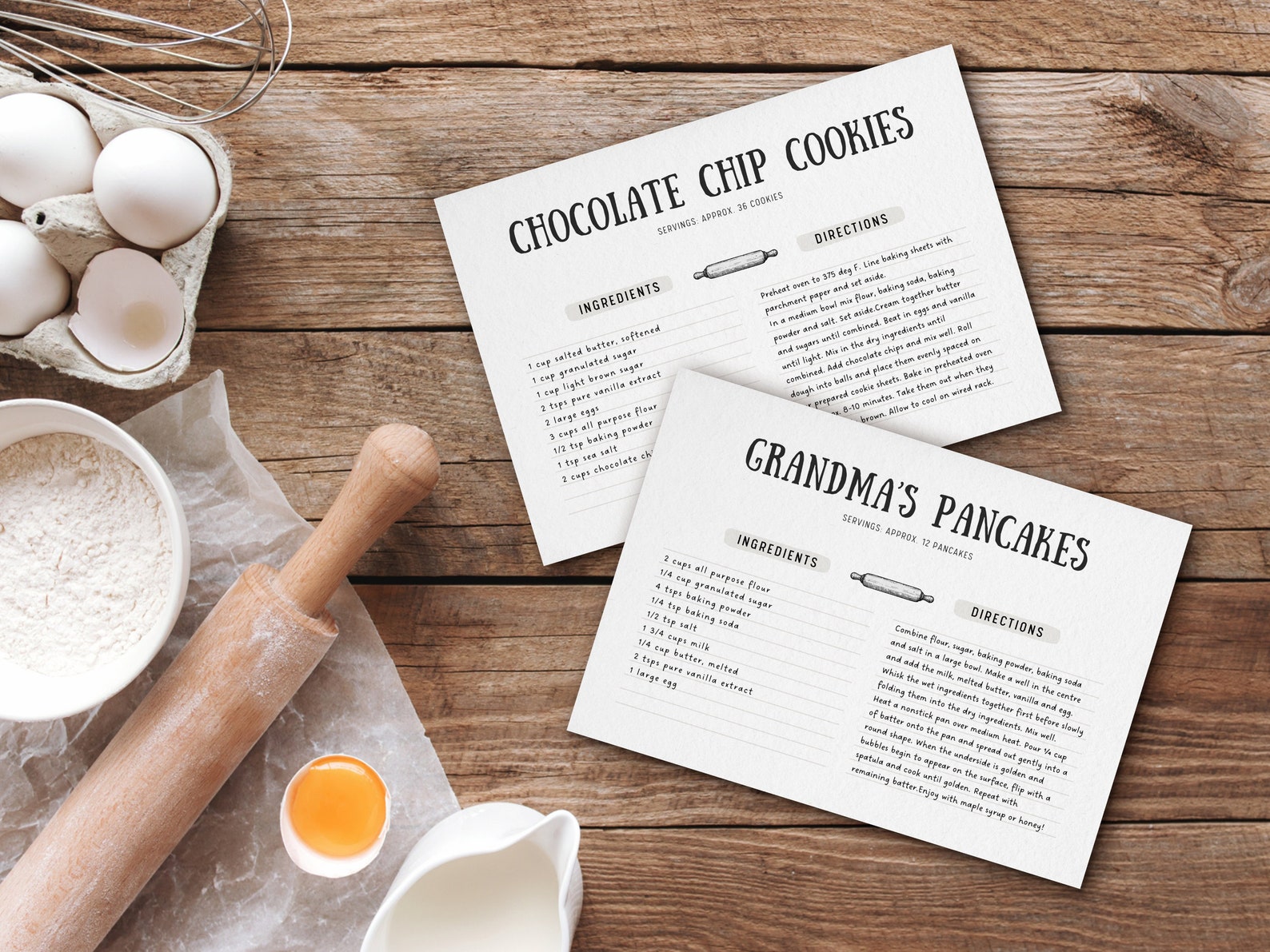 Editable Rustic Recipe Cards Digital Download Recipe Cards Editable ...