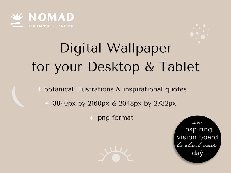 Modern Botanical Desktop Tablet Wallpaper Boho Botanical Download ...