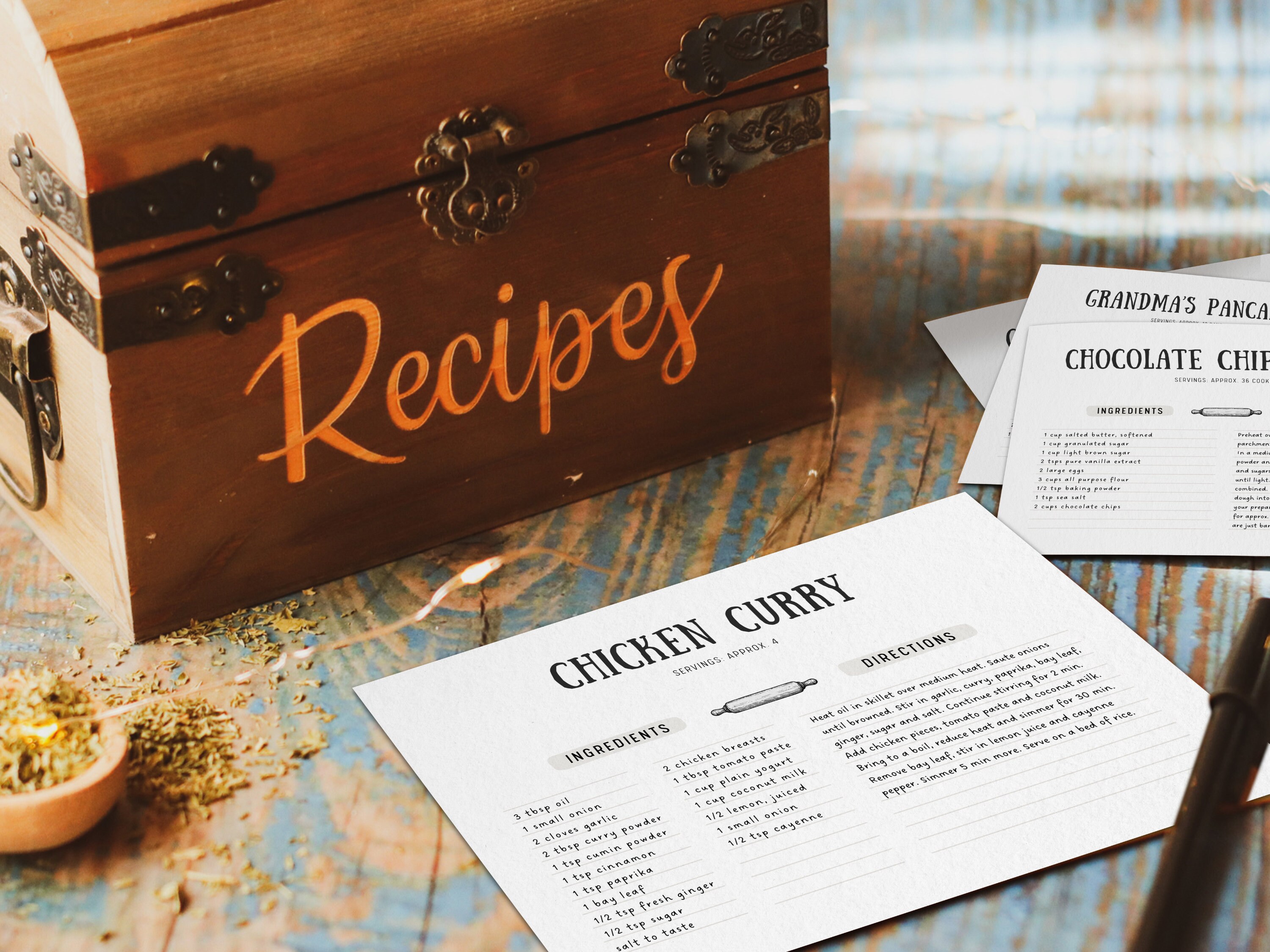 Editable Rustic Recipe Cards Digital Download Recipe Cards Editable ...