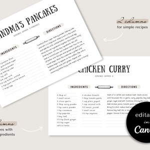 Editable Rustic Recipe Cards Digital Download Recipe Cards Editable ...