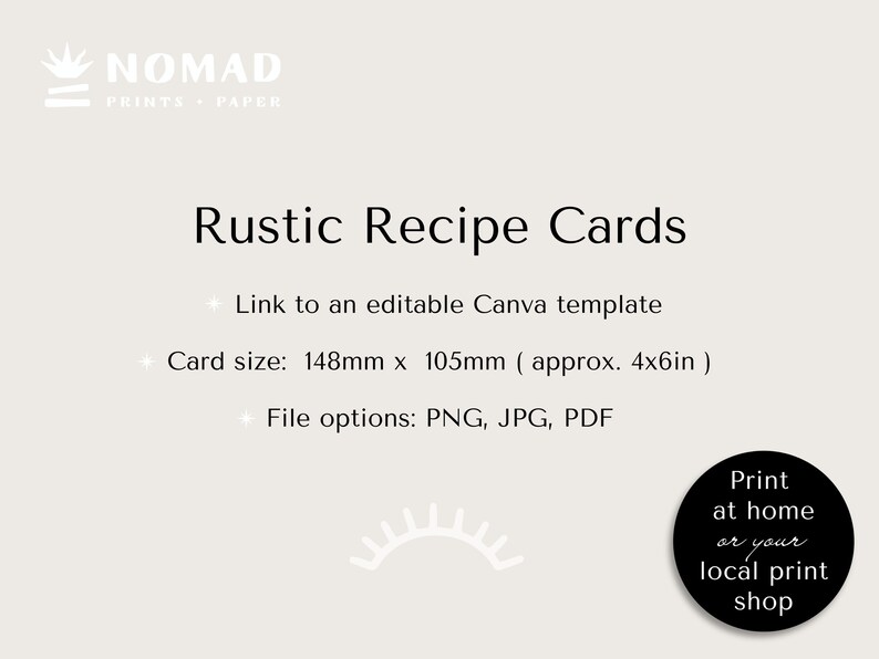 Editable Rustic Recipe Cards Digital Download Recipe Cards Editable ...