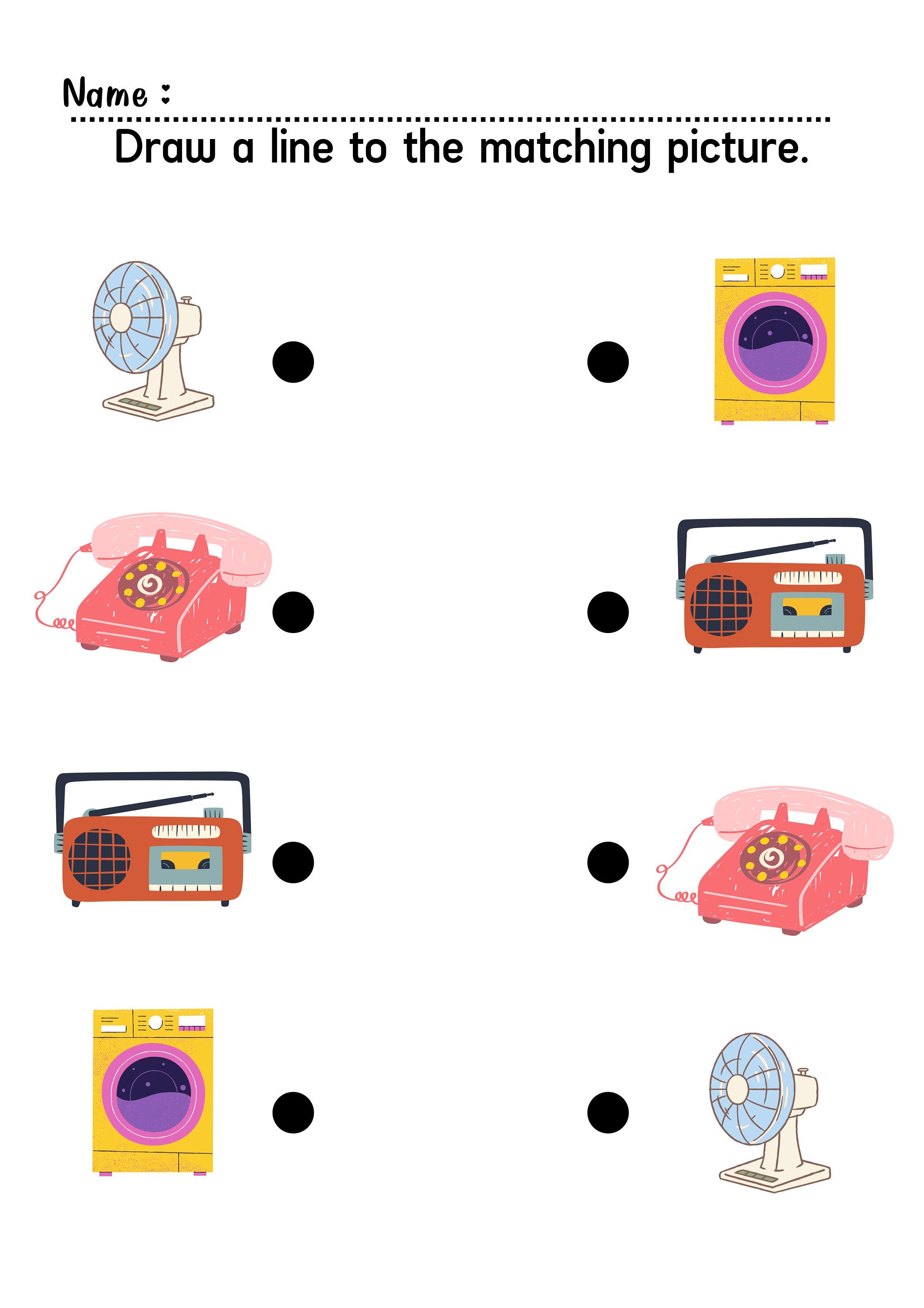 20 Printable Matching Worksheets, Match the Picture, Kindergarten ...