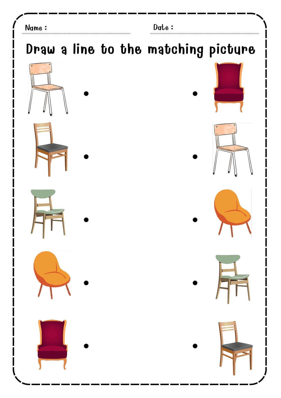 50printable Matching Worksheets, Match the Picture, Kindergarten ...