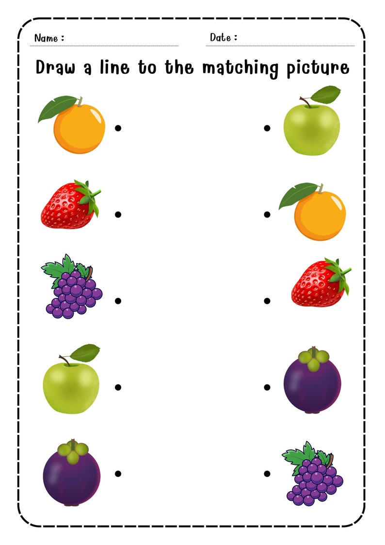 50printable Matching Worksheets, Match the Picture, Kindergarten ...