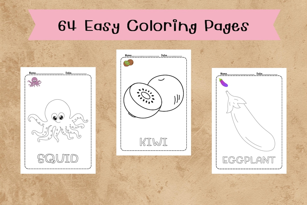 65 Coloring Pages for Kids Coloring Page Bundle Wall Art Preschoolers ...