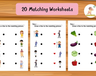 Matching Worksheets, Match the Picture, Kindergarten Preschool Activity ...