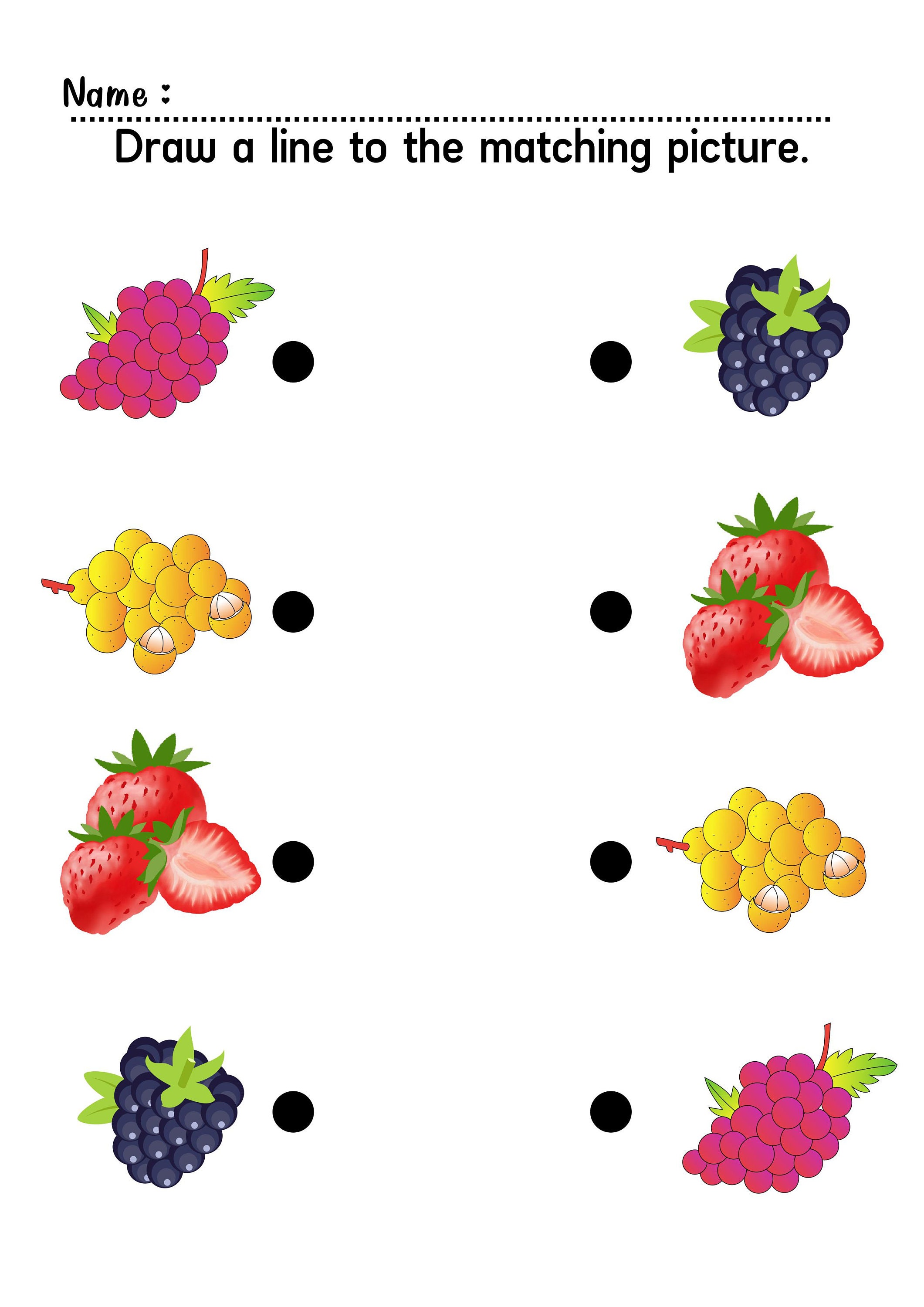 20 Printable Matching Worksheets, Match the Picture, Kindergarten ...