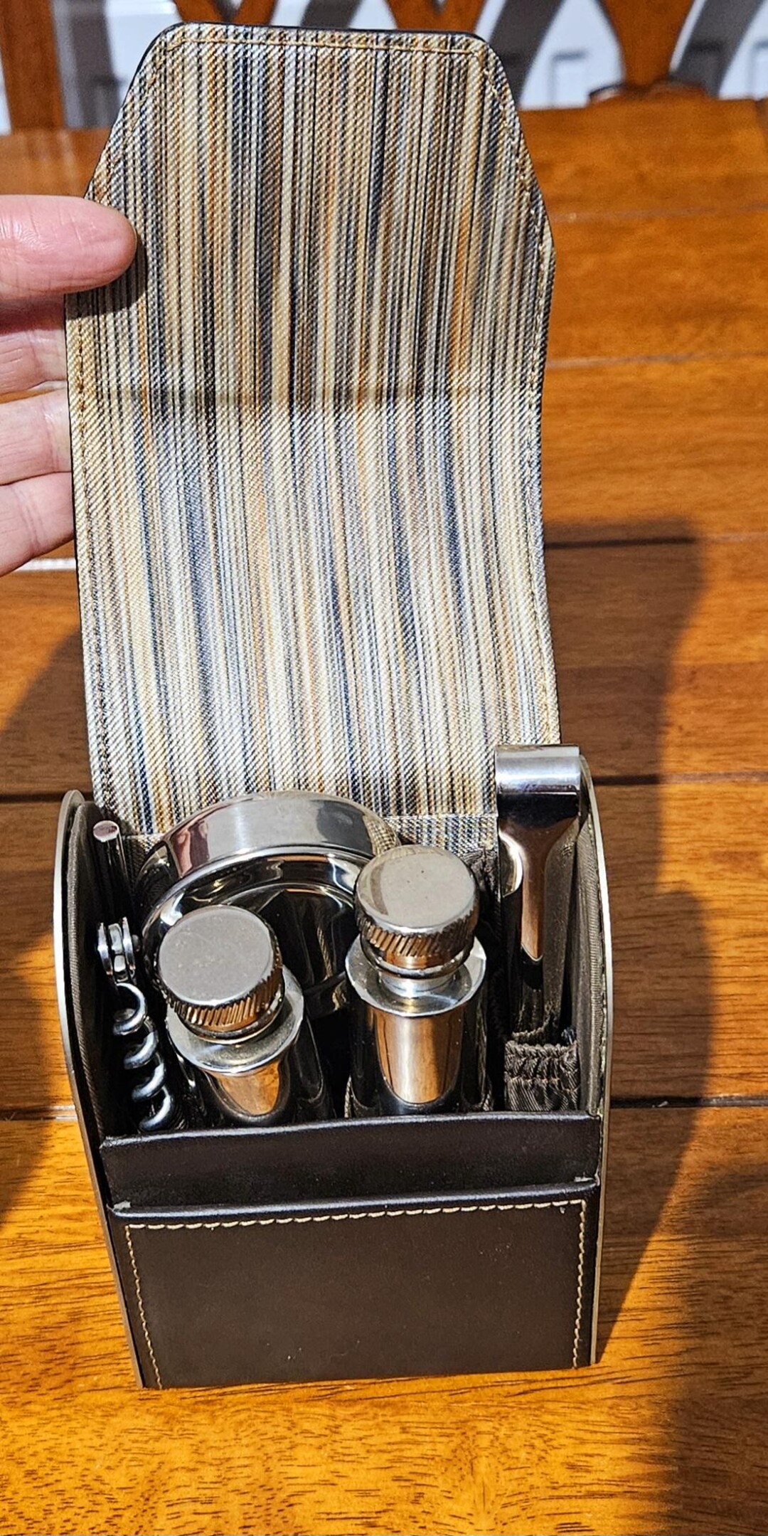 Vintage Picnic Travel Cocktail Set 7 Piece With Hip Flasks in Hard Case ...