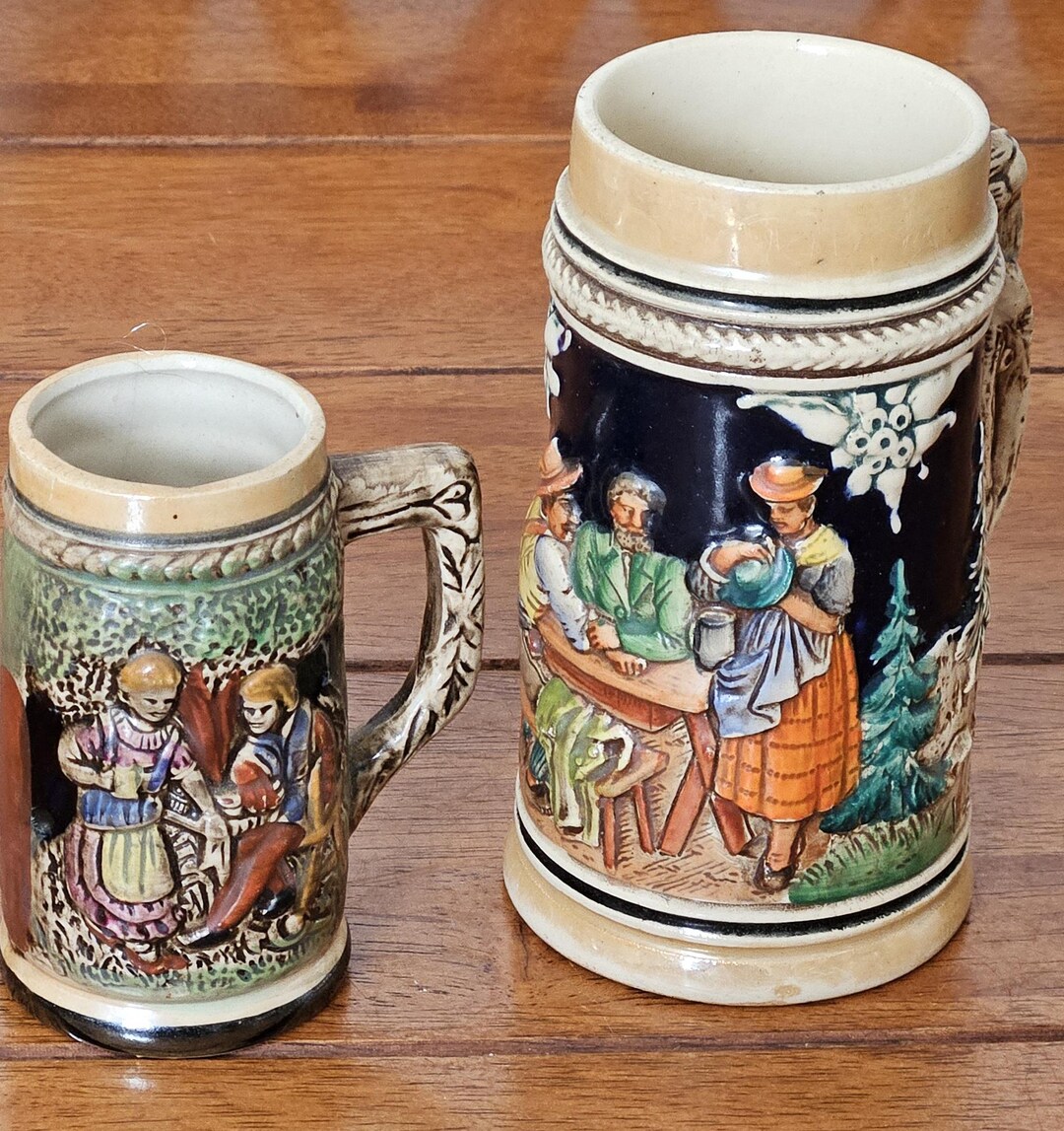 Pair of German Ceramic Beer Steins Tankards Made in Germany Tavern ...