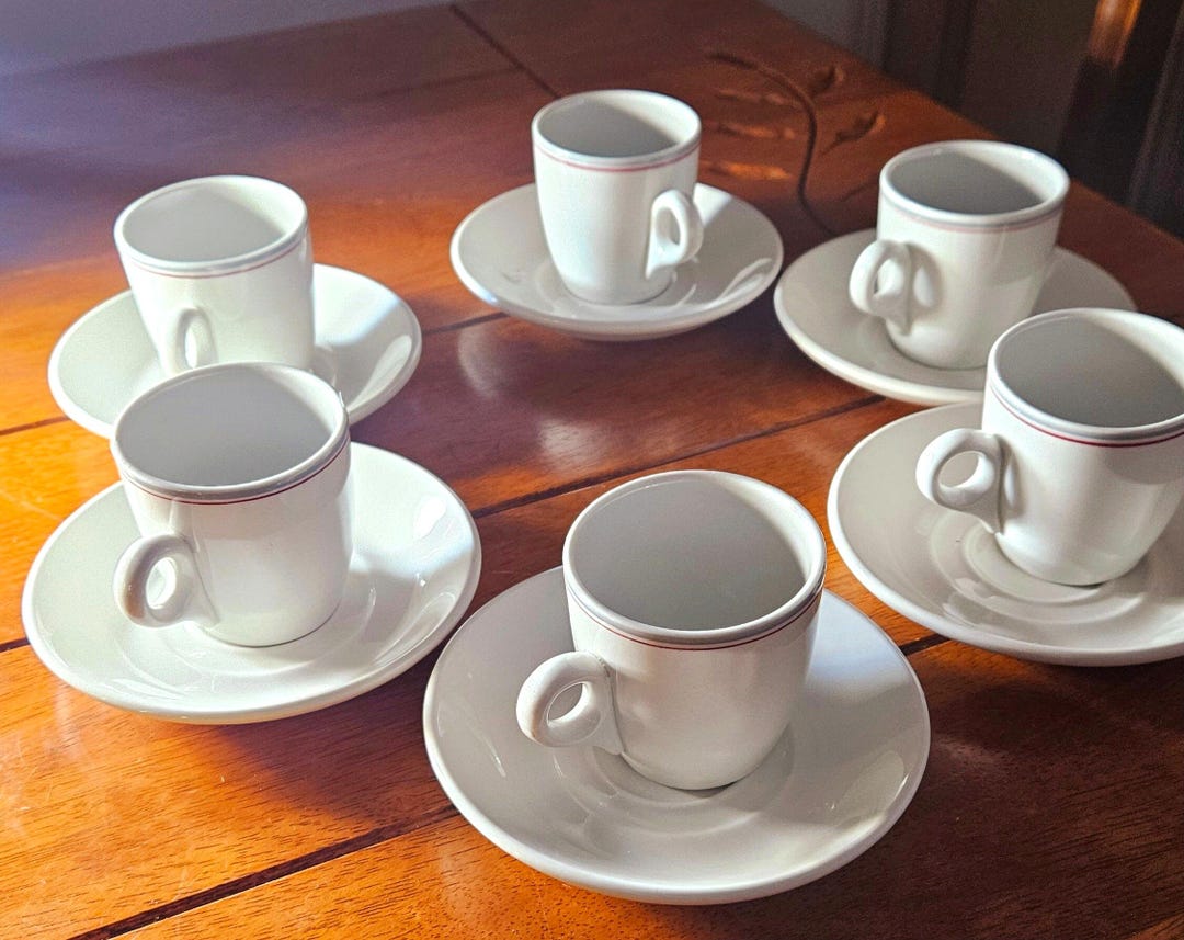 Vintage Dunn Bennett Coffee Cup Set: 1980s Retro White Ceramic - Etsy
