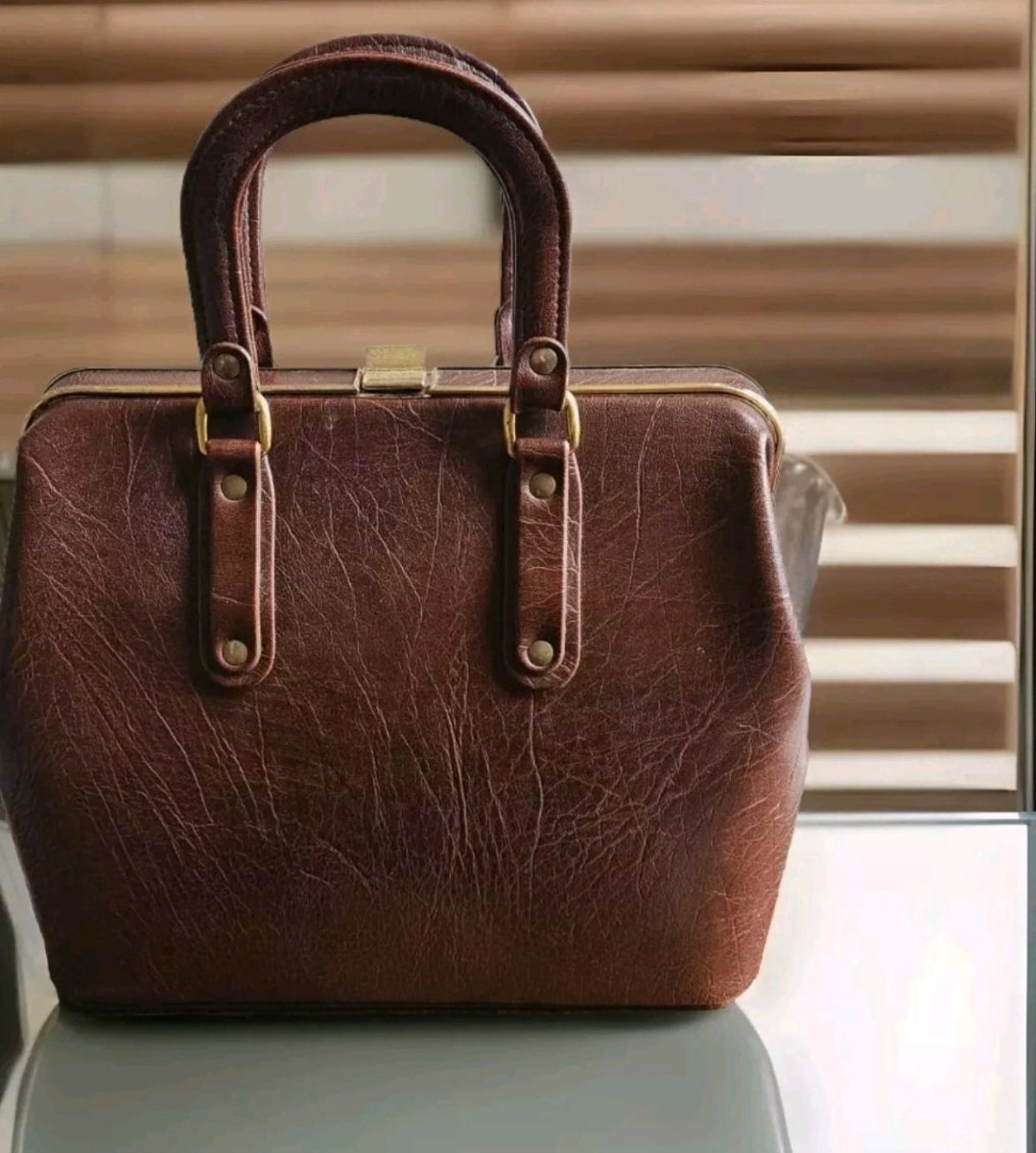 Vintage 50s Unusual Trapezoid Shape Weymouth American Brown Leather ...