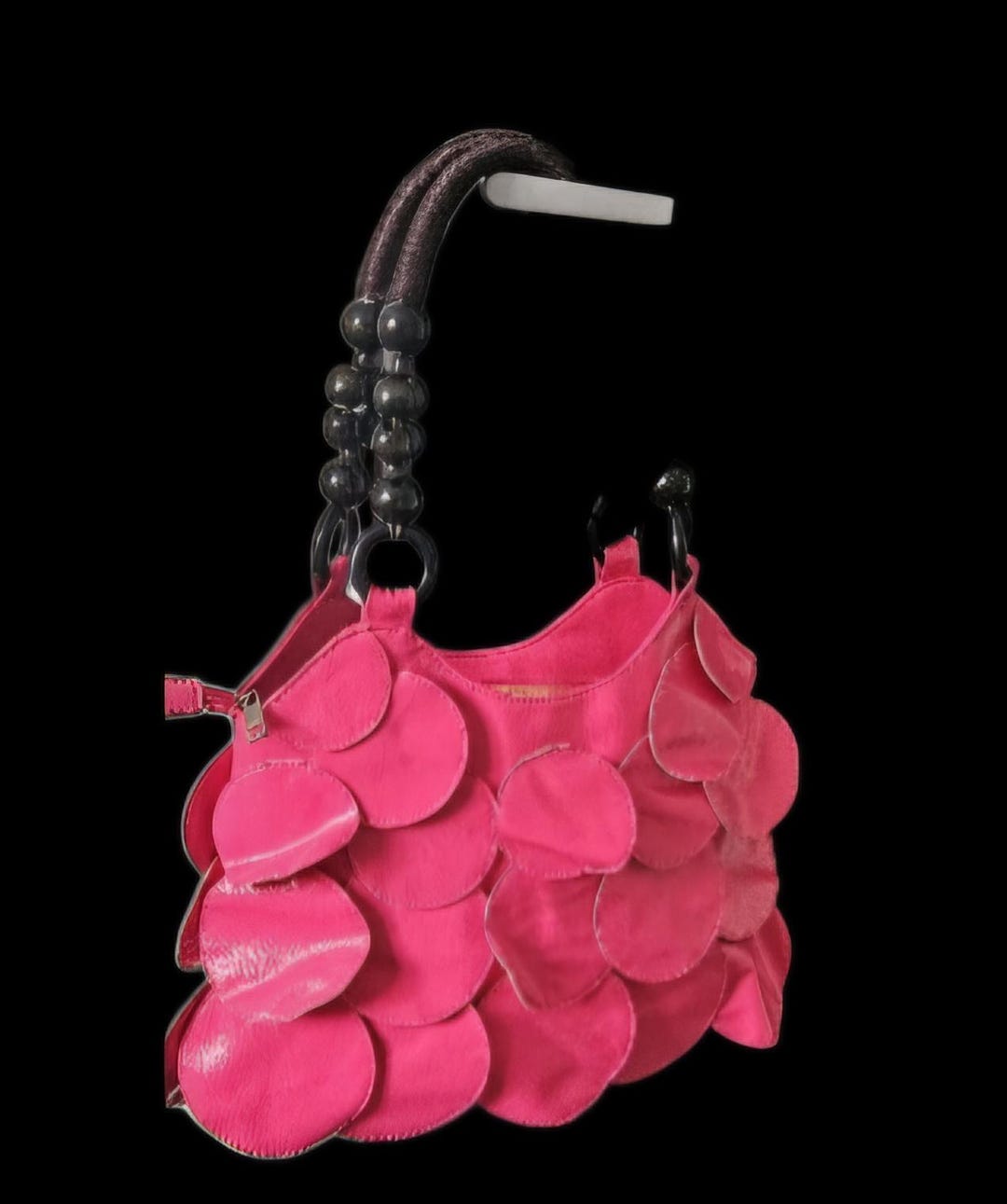 Pink Buble Gum Boho Large Faux Leather Purse Circle Flaps Shoulder ...