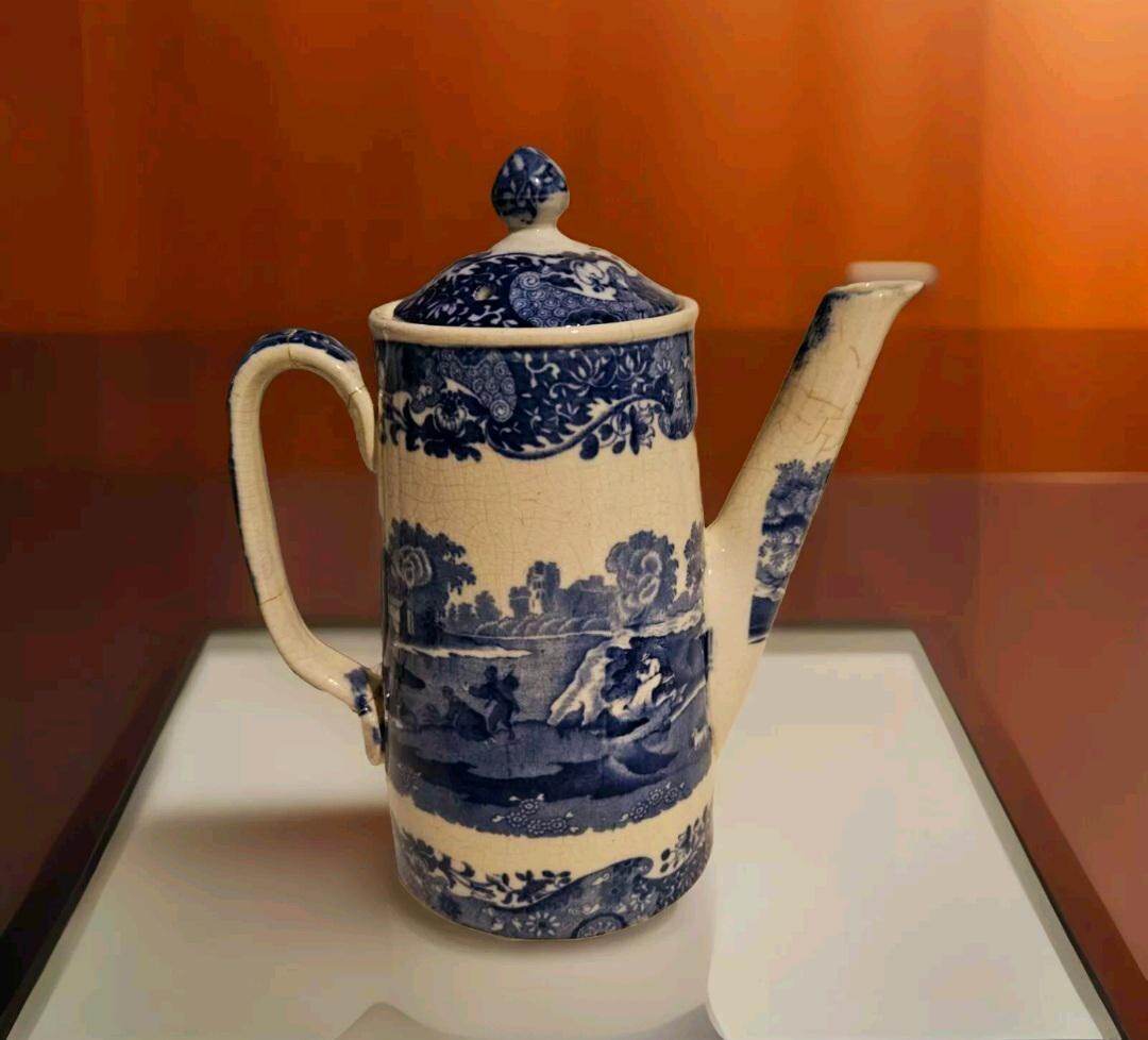 Antique Copeland Spode Blue and White Italian Coffee Pot Country Scene ...