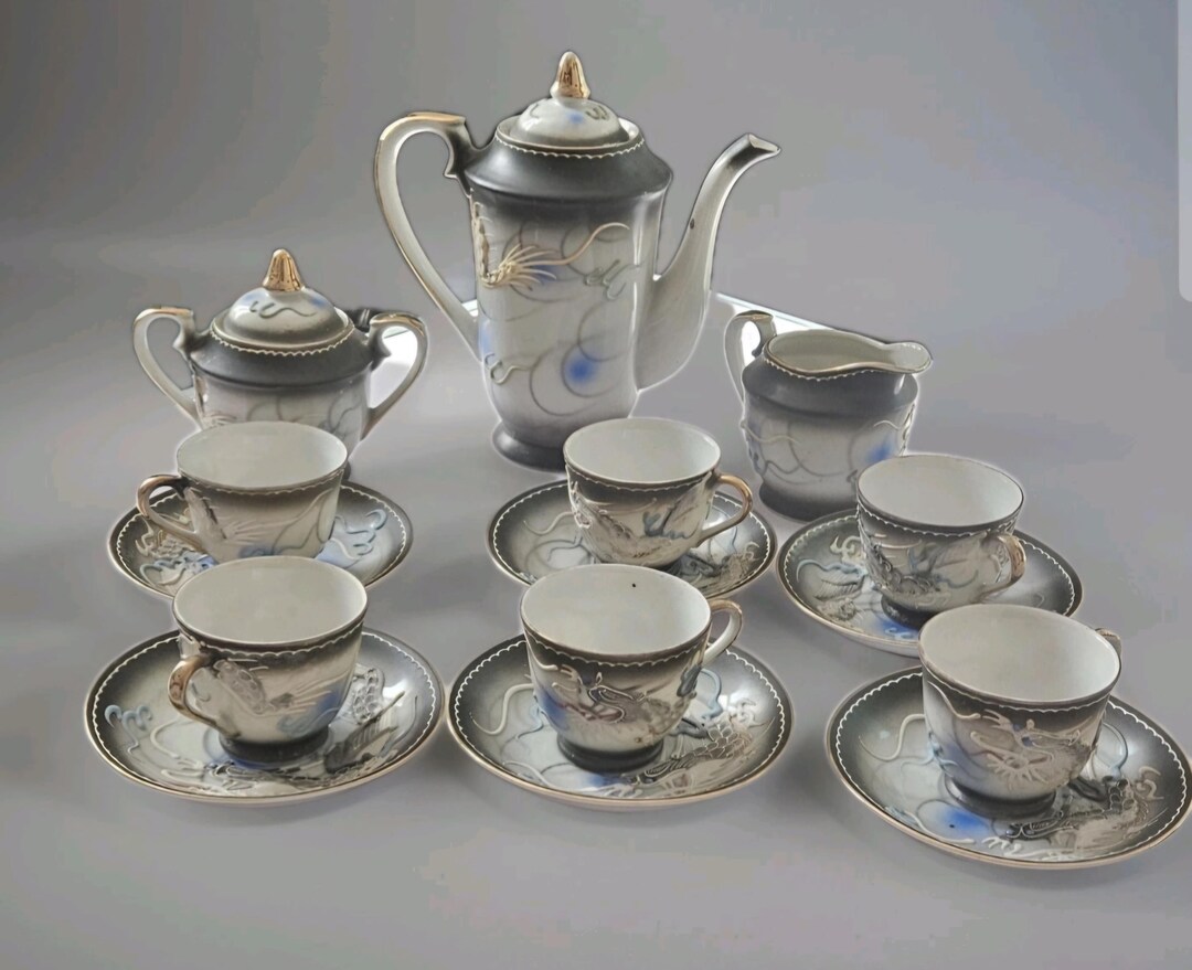 Dragonware Tea Set: Vintage Fairylite Porcelain, Made in Japan, 15 ...