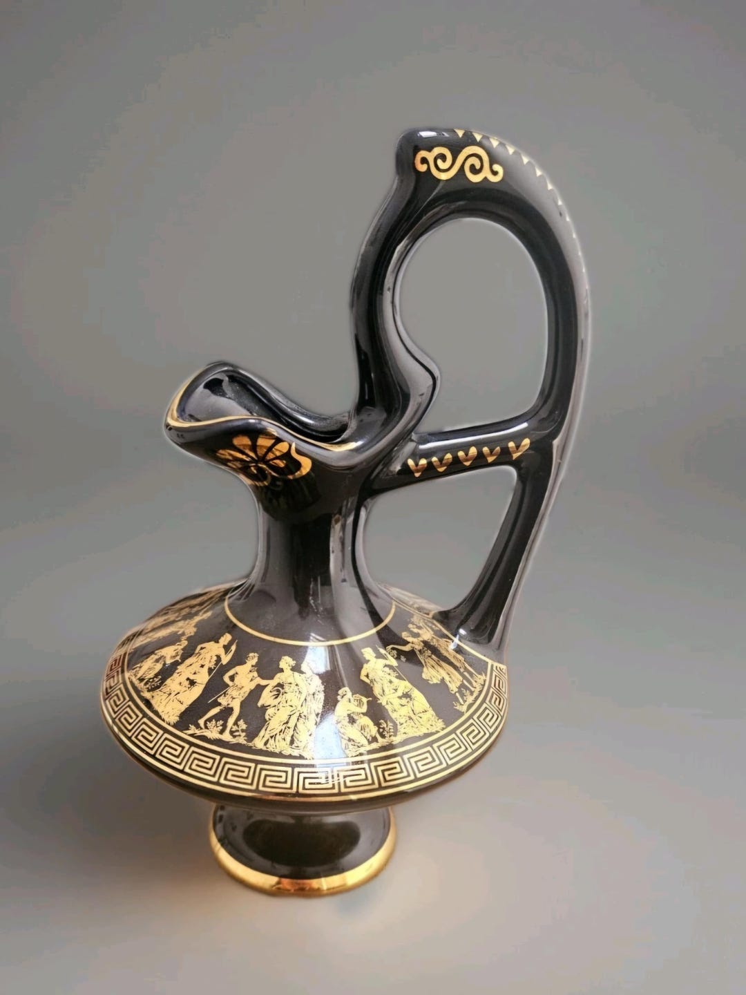 Hydra Pitcher Vase: 24K Gold Greek Pottery, Zeus & Athena - Etsy
