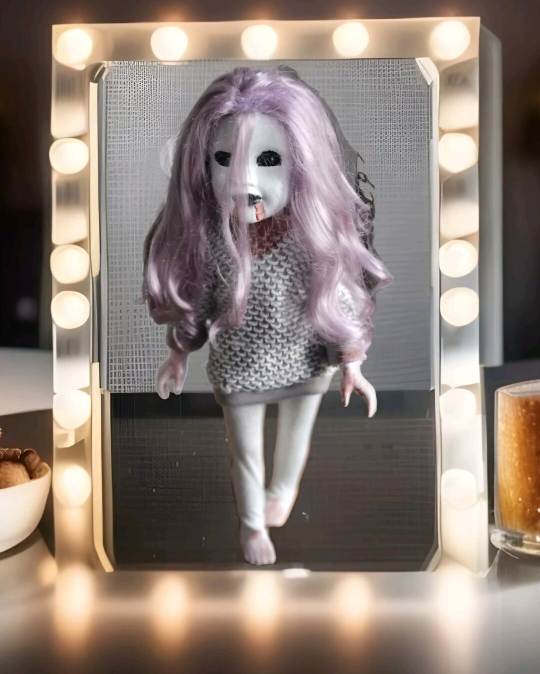 OG Scary Tall Zombie Hauted Girl With Purple Hair Halloween Doll - Etsy